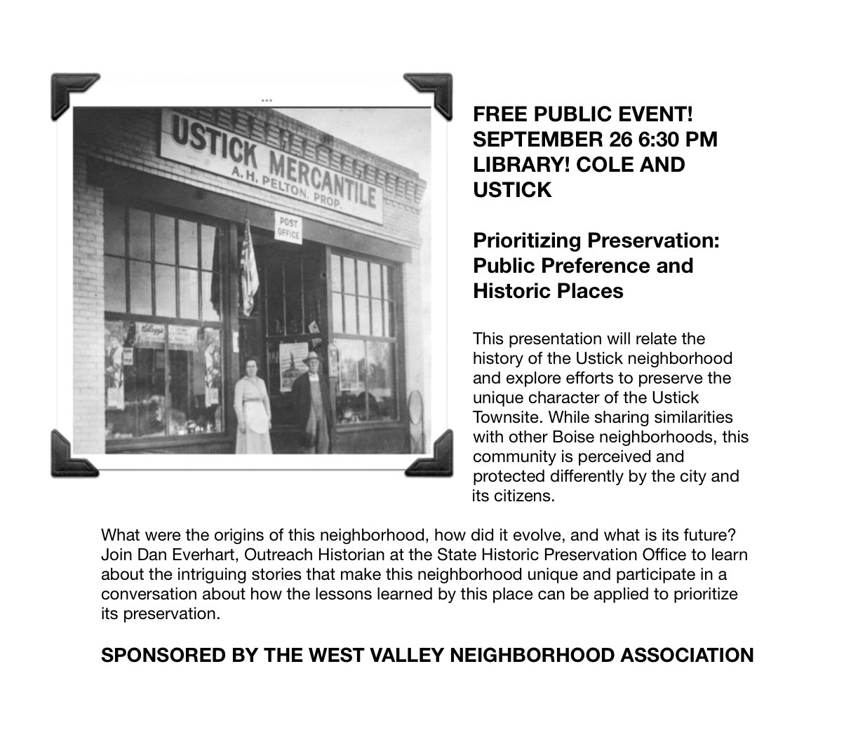 What do you know about the “townsite” of Ustick? It’s right here in ...